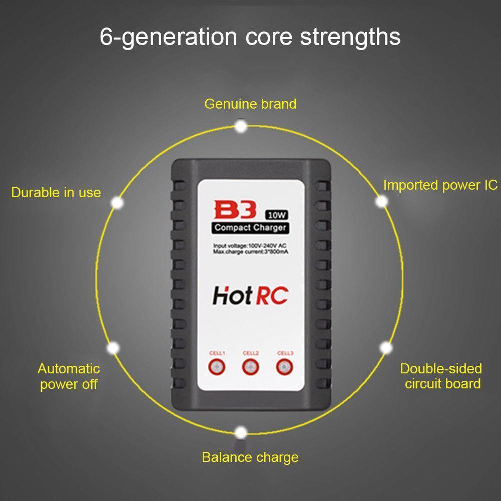 HOTRC B3 10W 1.6A AC Battery Balance Charger for 2S-3S LiPo Battery