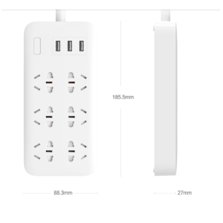 Original Xiaomi Mi Power Socket Strip With 3 USB 5V 2.1A Fast Charging