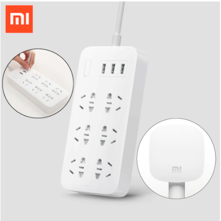 Original Xiaomi Mi Power Socket Strip With 3 USB 5V 2.1A Fast Charging