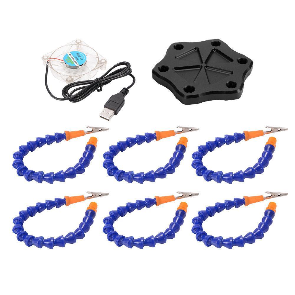 Six Arm Third Hand Helper with Fan for Soldering Station